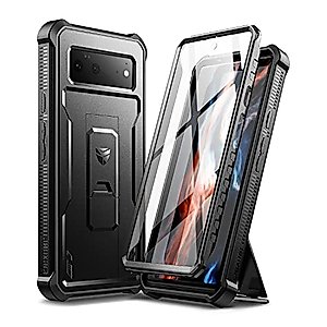 Dexnor for Google Pixel 6 Case, [Built in Screen Protector and Kickstand] Heavy Duty Military Grade Protection Shockproof Protective Cover for Google Pixel 6 5G (Black)