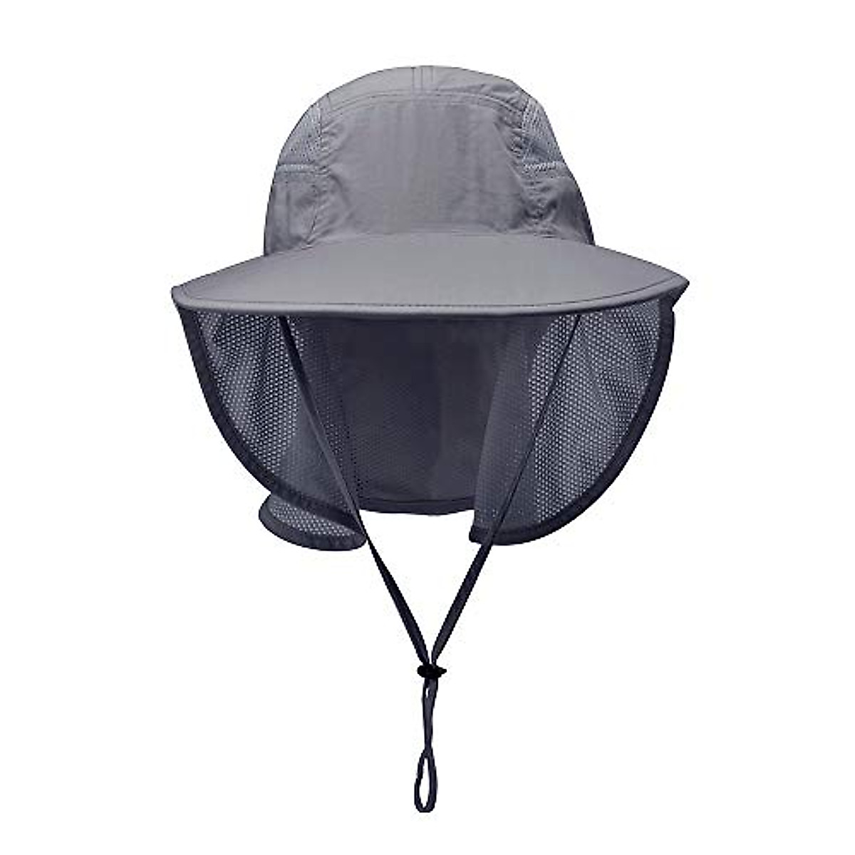 lenikis Unisex Outdoor Activities UV Protecting Sun Hats with Neck Flap Black Grey