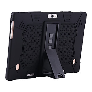 HminSen Case for YELLYOUTH 10.1 inch Android Tablet, Silicone Adjustable Stand Cover Compatible with Hoozo 10,Wecool 10.1 Inch Android Tablet, ZONKO 10.1 Inch Tablet (Black)