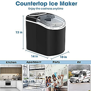 Ice Maker Machine Countertop, Portable Ice Maker with 26lbs/24Hrs, 9 Cubes Ready in 7 Minutes, Self Cleaning, Transparent Window, LifePlus Ice Cube Maker for Home Kitchen Office Bar