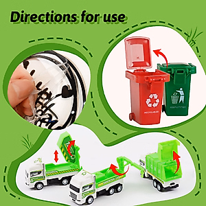 17PCS Garbage Truck Cake Topper Trash Truck Cake Decorations Trash Can Birthday Party for Trash Truck Waste Management Recycling Party Supplies