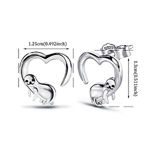 Sloth Stud Earrings for Girls - Sterling Silver Cute Animal Earrings for Teens Hypoallergenic Love Heart Earrings for Women for Sensitive Ears Heart-Shaped Sloth Post Earrings Gift for Valentine's Day