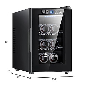 KingChii 6 Bottle Thermoelectric Wine Cooler Refrigerator Advanced Cooling Technology, Stainless Steel & Tempered Glass For Red Wine, Champagne for Home, Kitchen, or Office