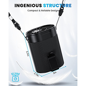 TEJINO Portable Fan, Personal Rechargeable Mini Waist Fan, 3000 mAh Battery Operated, Max 24H Working Time, 4 Speeds Clip Belt Fan for Outdoor, Indoor, Jobsite, Traveling, Gifts for Men - Black