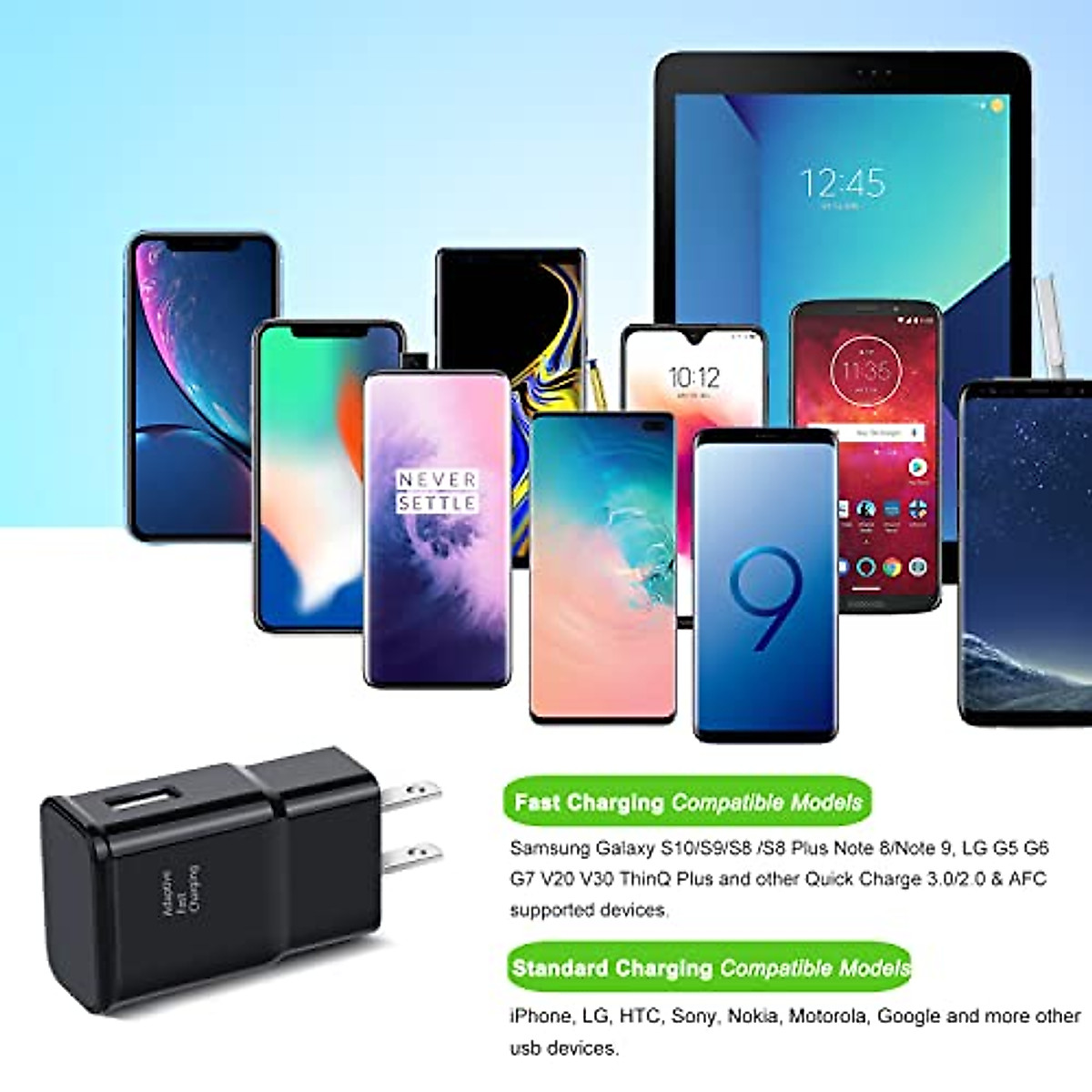 Adaptive Fast Charging USB Wall Charger, Qihop 4-Pack Fast Charging Block Travel USB Charger Adapter Compatible Samsung Galaxy S21 S20 S10 S9 S8 S7 Edge Plus, Note 8 9 10+, A13 A32 A52 A53 iPhone