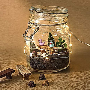 12 Pieces Miniature Fairy Garden Ornaments, Includes 6 Pieces Retro Wooden Style Benches, 6 Pieces Artificial Mini Root Stump for Moss Terrariums Landscape Dollhouse Accessories Decorations