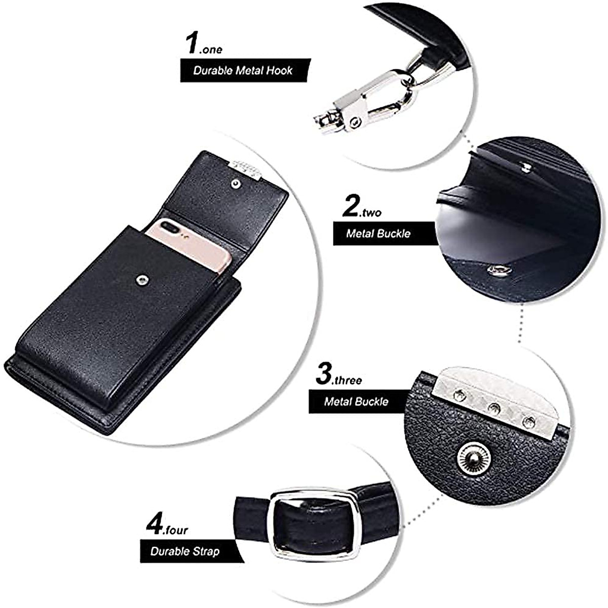 Small Crossbody Bag Long Cell Phone Purse Bag Wallet with Credit Card Slots Women Student Diagonal Wallet Multi-function Shoulder Bag (Black)