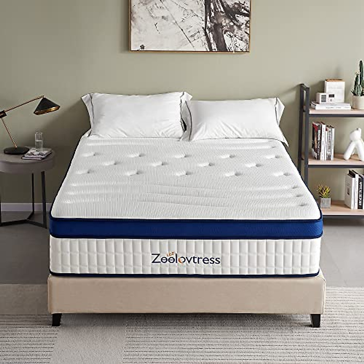 Zeelovtress King Mattress, 14 Inch Hybrid King Size Mattress in a Box Cooling Gel Memory Foam Pillow Top Plush with Soft Tencel Cover Pocket-Coil Medium Firm, CertiPUR & Oeko-TEX Certified