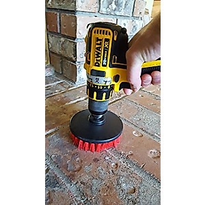 Grout Cleaner 5 Inch Flat Drill Brush | Tile and Grout Cleaner Tool Drill Brush Attachment | Bathroom and Shower Scrubber | Stiff Nylon Bristles Remove Soap Scum | Baseboard Cleaner Tool