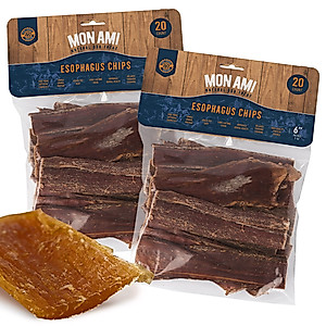 Mon Ami Beef Esophagus Dog Treats (6 inch, 40 Count) –Gullet Treats for Dogs Made from Grass Fed Beef with Glucosamine & Chondroitin – Natural Dog Treats, Grain Free & High Protein Dog Chews