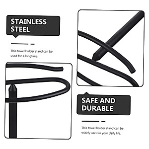 Hoement Towel Stand Wash Cloth Holder for Bathroom Black Kitchen Towel Holder Freestanding Towel Rack for Bathroom Stainless Steel