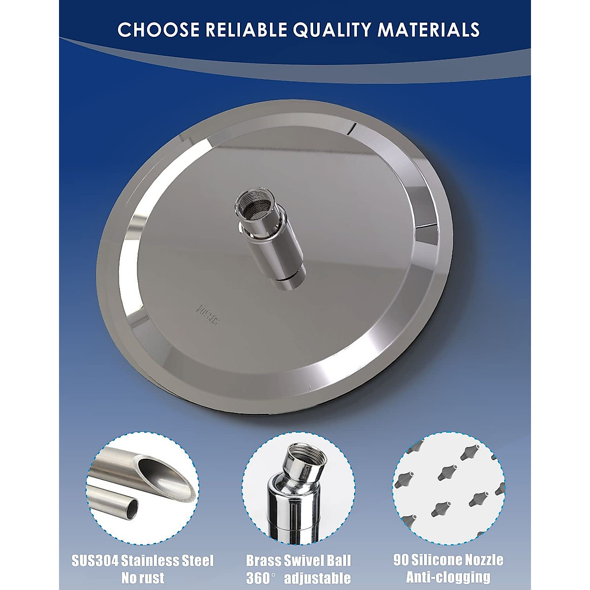 8'' Rain Shower Head with 11'' Adjustable Extension Arm - Eolax High Pressure Rainfall Showerhead Solve Low Water Pressure and Flow - Bathroom Fixed Shower Heads Made of 304 Stainless Steel - Chrome