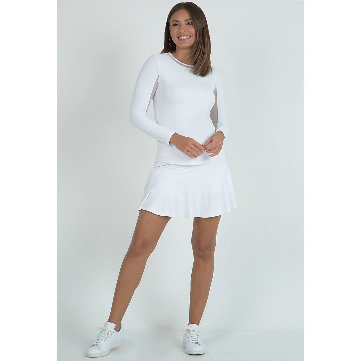 IBKUL Athleisure Wear Sun Protective UPF 50 Icefil Cooling Tech Long Sleeve Crew Neck Top with Under Arm Mesh – 83000 Candy Pink Solid L