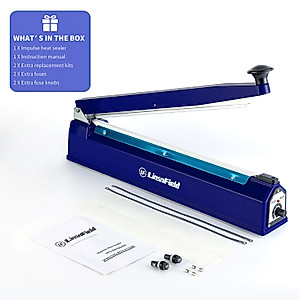 LinsnField Sealer Pro - 8 inch Impulse Heat Sealer - 2mm Sealing Width - Manual Heat Sealer Machine for All Bags - Most Heavy Duty for Strong, Secure Sealing for Long Term Food Storage, Deep Blue