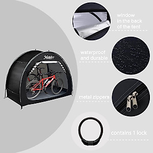 Bike Shed, Outdoor Portable Bike Storage Shed Tent, Bike Tent, Waterproof Bicycle Shelter with 210D Oxford Fabric, Bicycle Cover Fits 2-3 Bikes (Black)