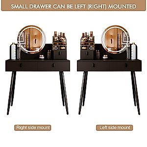 DOLILO 35" Vanity Desk with Mirror and Lights, Makeup Vanity with Lights, 3 Modes Brightness Adjustable, Vanity Mirror with Lights and Table Set with Vanity Stool 3 Sliding Drawers (Black)