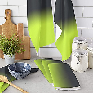 Kitchen Towels Set Gradient Color Dish Towel Darkening Gray Lime Green Dishcloths 4 Pack, 18x28 Inches Absorbent Soft Cotton Dish Cloths Bar Towels & Tea Towels