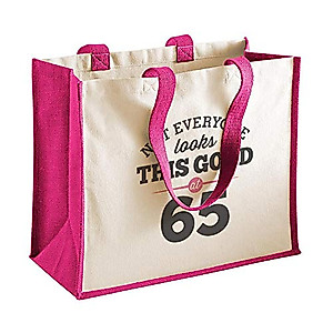 D Design Invent Print! 65th Birthday Keepsake Gift Vintage Bag for Women 65 Novelty Shopping Tote Sixty Five