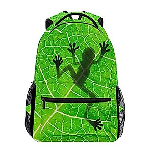 ZZKKO Animal Frog Tree Leaf Boys Girls School Computer Backpacks Book Bag Travel Hiking Camping Daypack