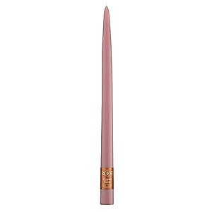 Root Candles 12-Count Unscented Taper Candles Smooth Hand-Dipped Dripless Beeswax Blend Dinner Candles, 12-Inch, Dusty Rose