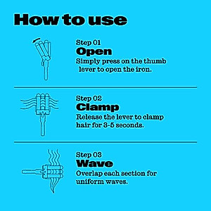 Trademark Beauty Babe Waves Jumbo -Three Barrel Hair Waver, Curling Iron, 1.25 Inch, Quick Heat, Adjustable Temperature Hair Curler - Pink