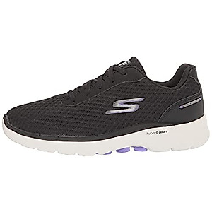 Skechers Women's GO Walk 6-Venecia Sneaker, Black/Lavender, 8