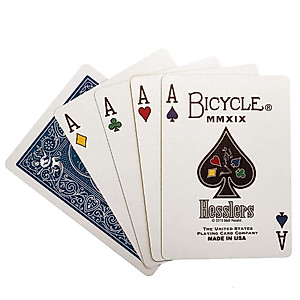 Hesslers (Blue) Rider Back Playing Cards, Unique Four-Color Suites (Includes Poker Hand Reference Cards)