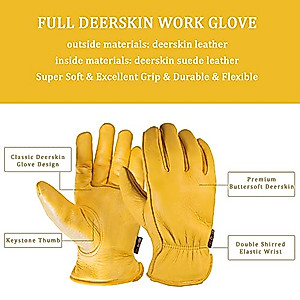 SKYDEER Full Premium Genuine Deerskin Leather Hi-Performance Utility Driver Work Gloves for Kids (SD2210/XS, Unlined)