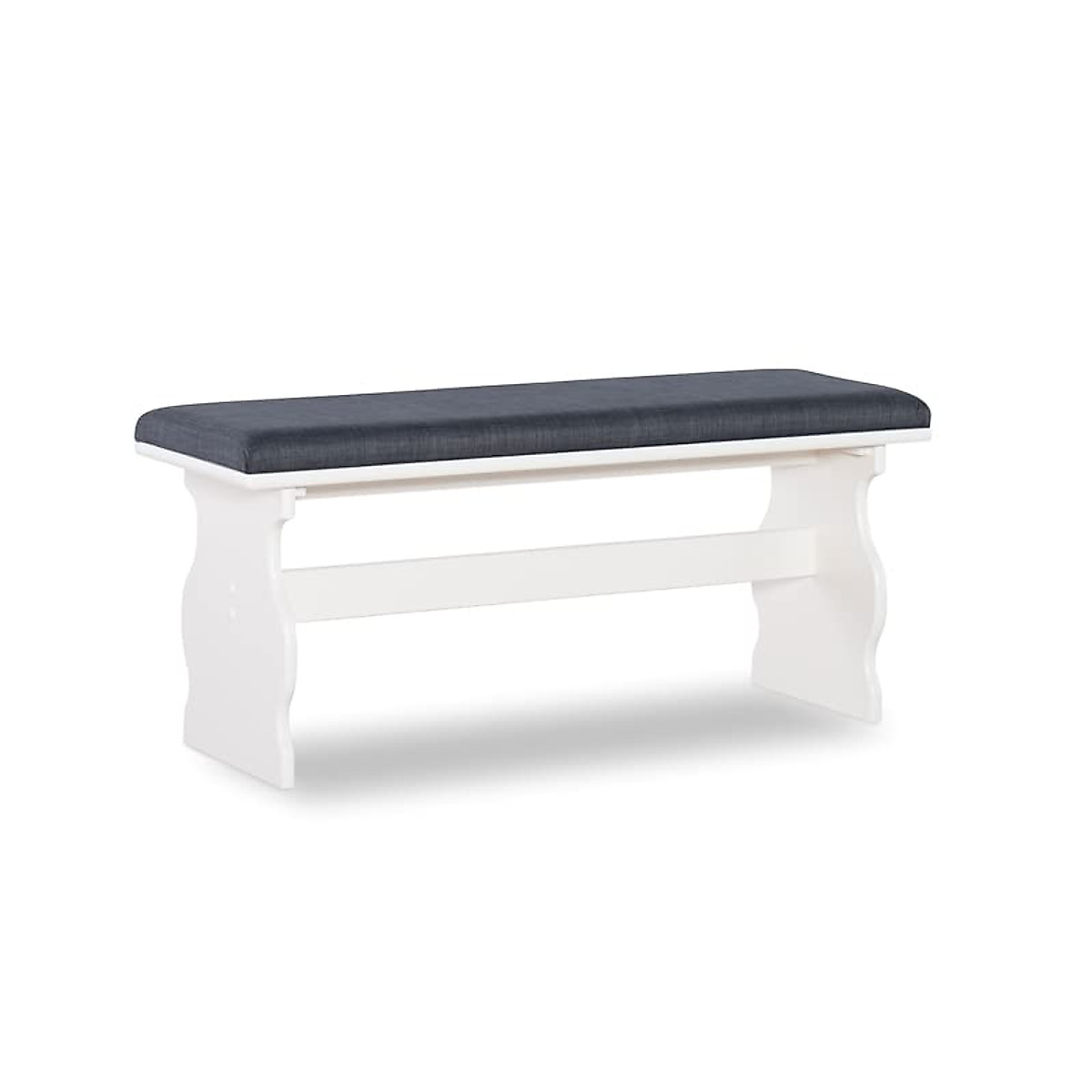 Linon Natasha 5 Piece Wood Patio Conversation Indoor Kitchen Breakfast Table Booth Bench Corner Nook Dining Set in Charcoal Gray