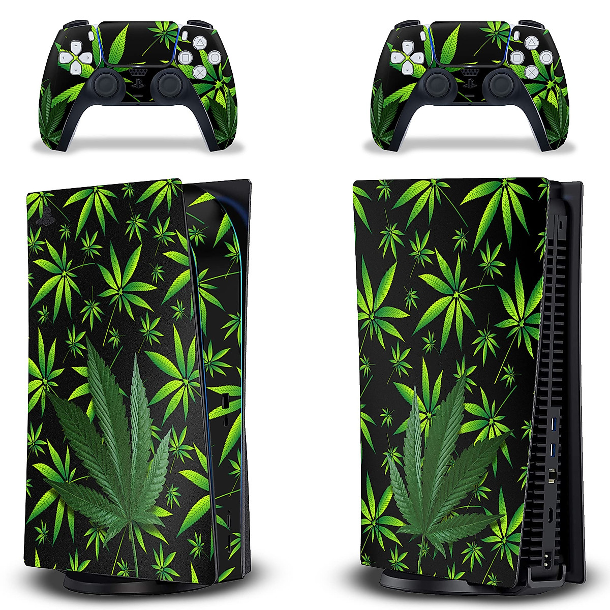 AMR Racing 247 Skins Graphics kit Sticker Decal Compatible with PS5 Playstation 5 and DualSense Controllers - Weeds Black