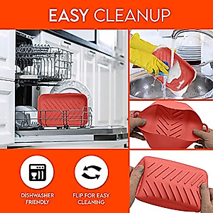 2pcs Silicone Air Fryer Liners, Air Fryer Silicone Liner Reusable - Food Safe Non Stick Air Fryer Basket Accessories Replacement Baking Tray for Ninja Dual Dz201 Dualzone - Easy Cleaning (Orange)