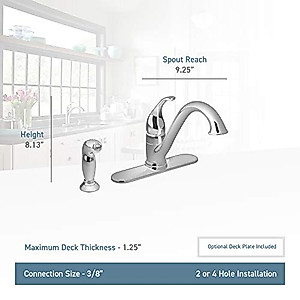 Moen 7840SRS Camerist One-Handle Low Arc Kitchen Faucet with Side Spray, Spot Resist Stainless, 0.375