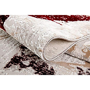 RUG BRANCH Cascade Contemporary Coastal Red Beige Indoor Area Rug for Living Room, Bedroom, Dining Room, and Kitchen - 8' x 10' (7'9" X 10'9")