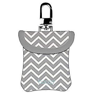 AirPods Carrying Case with Keychain, Soft Neoprene Earbud Holder, Compact Earphones Sleeve for Apple Headphones, Grey Chevron