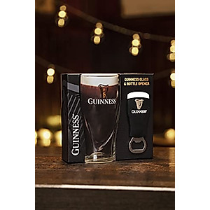 Official Guinness Embossed 450ml Glass and Bottle Opener