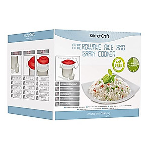 KitchenCraft Rice Cooker - Microwave Steamer, BPA Free Plastic, 1.5 Litre, White/Red