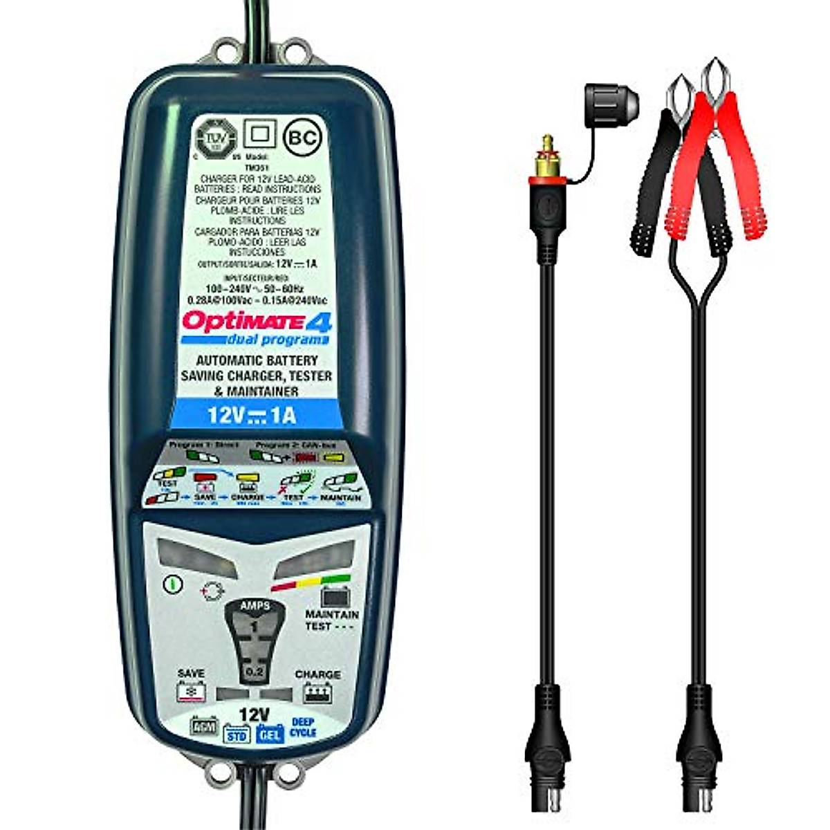 OptiMATE 4 CAN-bus edition, TM-351 8/9-step 12V 1A battery Saving charger-tester-maintainer
