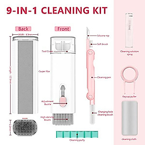 9-in-1 Cleaner Kit for Laptop Screen Keyboard Airpod,Portable Cleaning Pen Brush Tool for Electronics/Earbud/Phone/Laptop/Bluetooth/iPad/Earphones/Computer/Camera (5ml Screens Cleaners Spray)