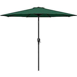 Simple Deluxe 9ft Outdoor Market Table Patio Umbrella with Button Tilt, Crank and 8 Sturdy Ribs for Garden, Deck, Lawn, Backyard & Pool, Green