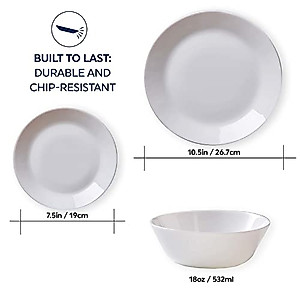 Corelle MilkGlass 12-Piece Dinnerware Set, Service for 4, Lightweight & Chip Resistant Dinner Dessert Plate & Soup/Cereal Bowl, White