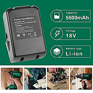 FANCY BUYING [2Pack] 18V 5.5Ah Replacement Lithium-ion Battery for Hitachi BSL1830 BSL1815X EB1814SL DS18DSAL 33055 330067 330068 330139 330557 Drill Cordless Tool