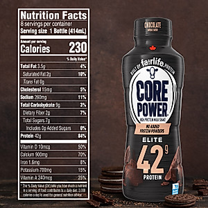 Core Chocolate Power Elite Failrlife High Protein Shakes (42 Grams) 14 Oz. 6 pack in The Award Box Packaging
