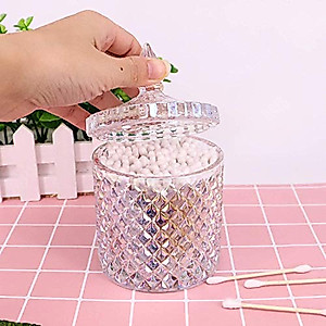 CLOVERHOME Qtips Holder Dispenser Bathroom Counter Vanity Organizer for Cotton Ball, Cotton Swab, Cotton Rounds Bath Salts Jewelry Storage Container for Decoration, Weddings, Candy(Sparkling, 20 oz)
