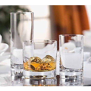 Crystalex 13.5oz (400ml) Whiskey Tumblers DOF Glasses "BLUES". Lead-Free Crystal. Set of 6.