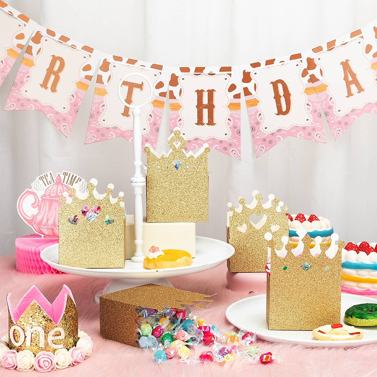 20 Pieces Princess Crown Boxes Glitter Princess Boxes Princess Crown Candy Boxes Gold Crown Party Favor Boxes Glitter Crown Party Boxes for Wedding Birthday Baby Shower Supplies