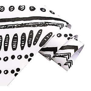 HAOKHOME Black and White Wallpaper Boho Geometric Self Adhesive Textured Wall Paper Modern for Bathroom Decor e 17.7in x 9.8ft