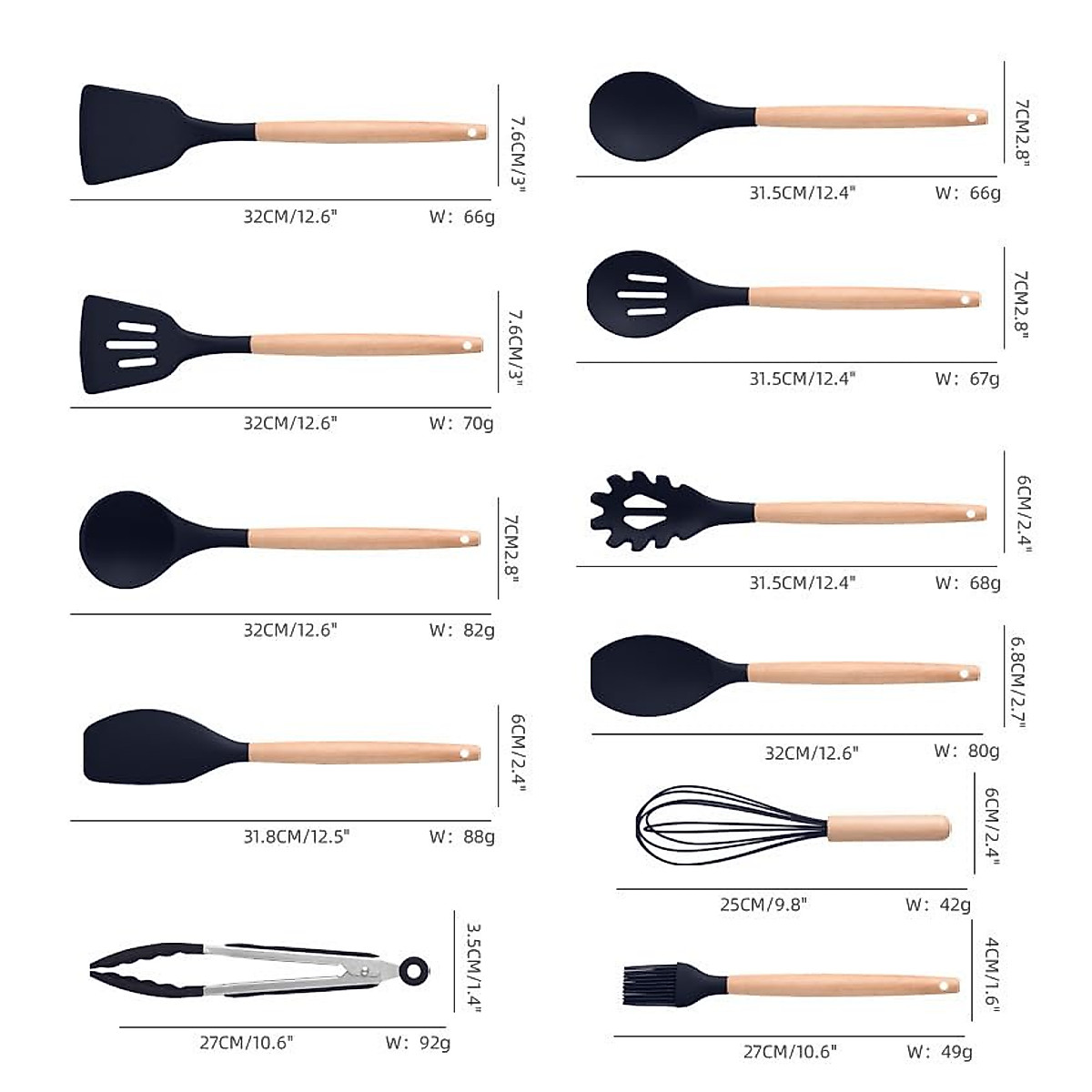 19 Pcs Kitchen Cooking Utensil & Knife Set/Wooden Handles, Heat Resistant Cookware with Staninless Steel Knives Cutting Board Storage Holder, Silicone Spatula Spoon Gadgets Set