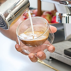 KRUVE IMAGINE Milk Drink Glass, Hand Made, Double-wall, Set of Two (8.5oz/250ml Latte)