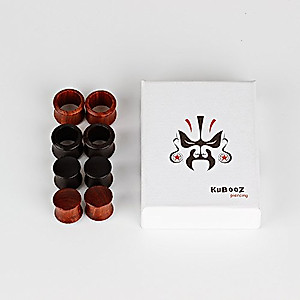 KUBOOZ(4 Pairs set Nature Sandalwood Ebony Ear Plugs Tunnels Gauges Stretcher Piercings 1inch