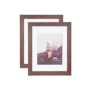kennethan 11x14 Picture Frame Dark Brown 2 Pcs in 1 set 11x14 Frame can Display 8x10 Picture with Mat or 11x14 Without Mat on the Wall